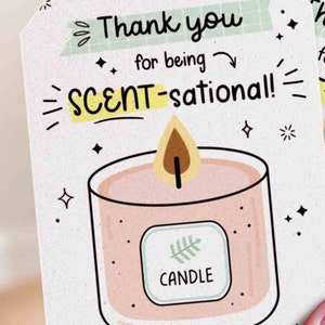 Thank You for Being Scent-sational Candle Gift Tag Printable Editable ...