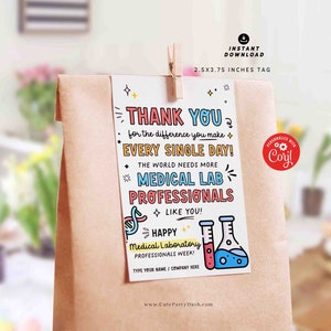 Saved by the Lab Gift Tags Printable INSTANT DOWNLOAD Editable Lab Week ...