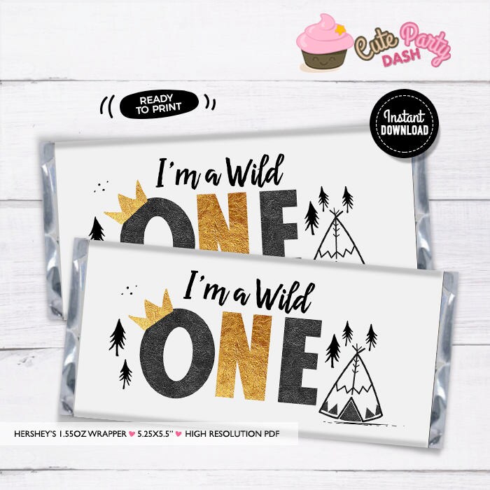INSTANT DOWNLOAD Wild one first Birthday Chip Bag black and | Etsy