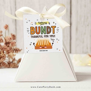 Thanksgiving Bundt Cake Tag INSTANT DOWNLOAD Fall Appreciation EDITABLE ...