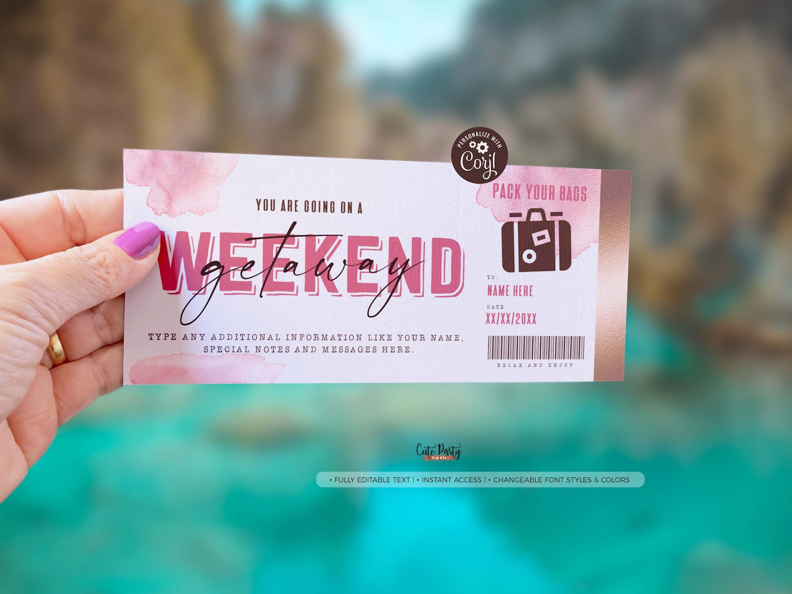 Editable Weekend Getaway Voucher Template Surprise Trip Gift - Etsy