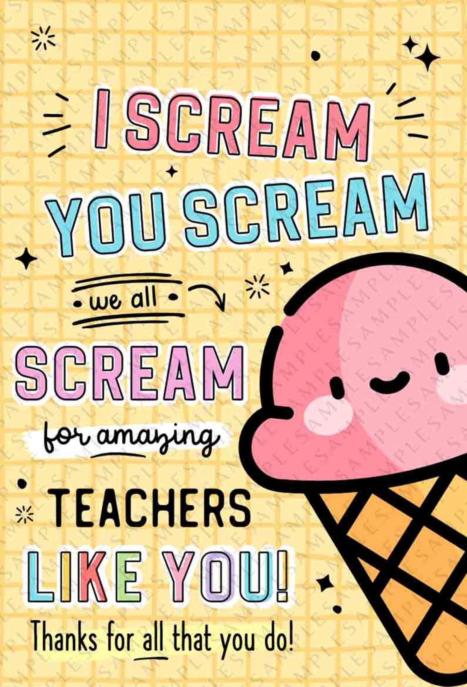 Ice Cream Teacher Appreciation Gift Tag Printable Gift for Teachers ...