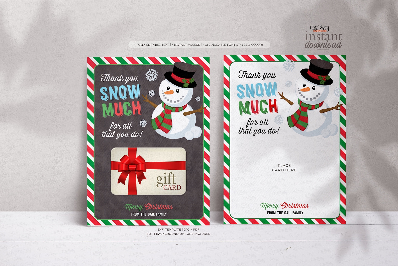 Editable Christmas Thank You Snow Much Gift Card Holder | Etsy