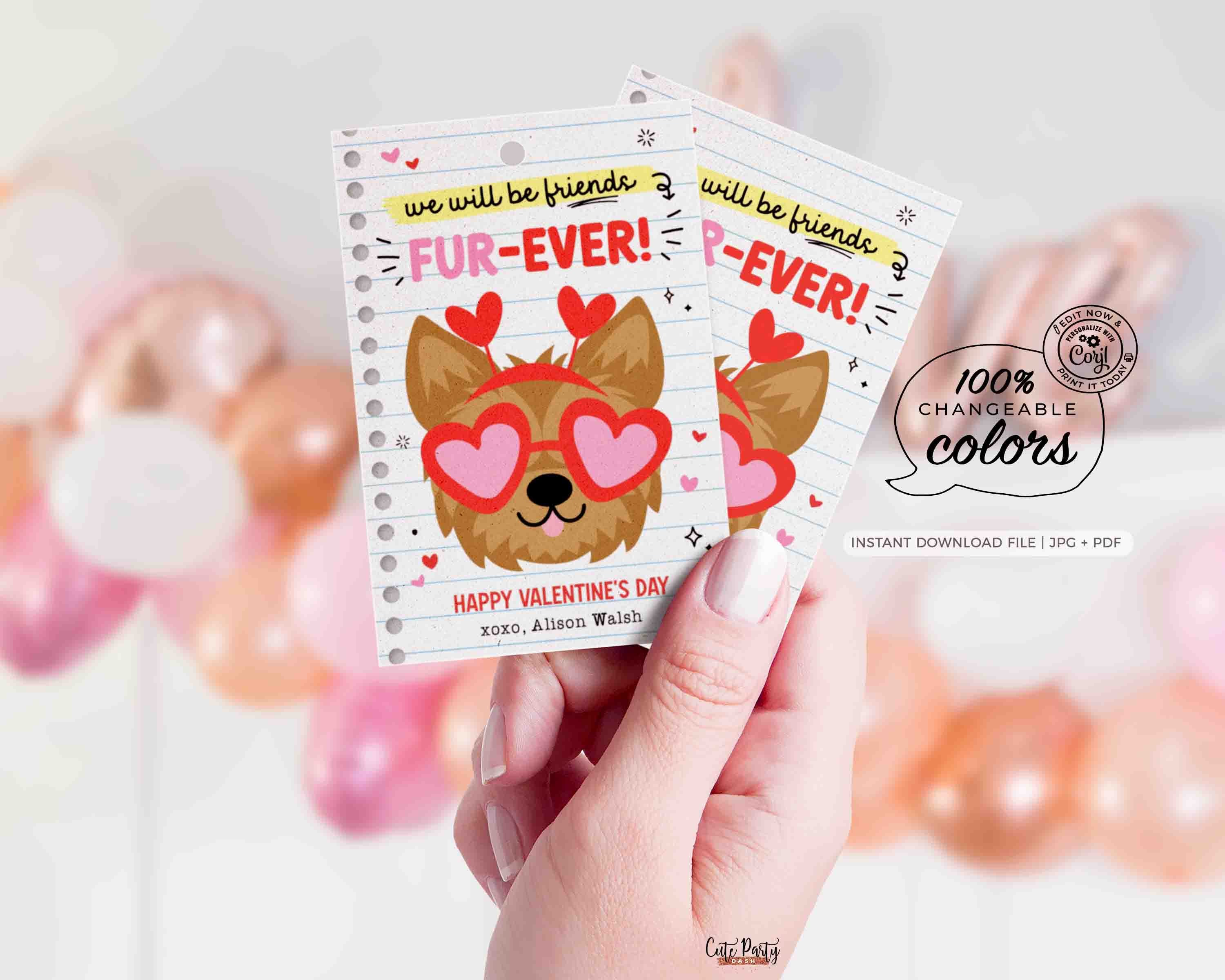 Printable Dog Valentine's Day Cards: Editable School Valentines ...