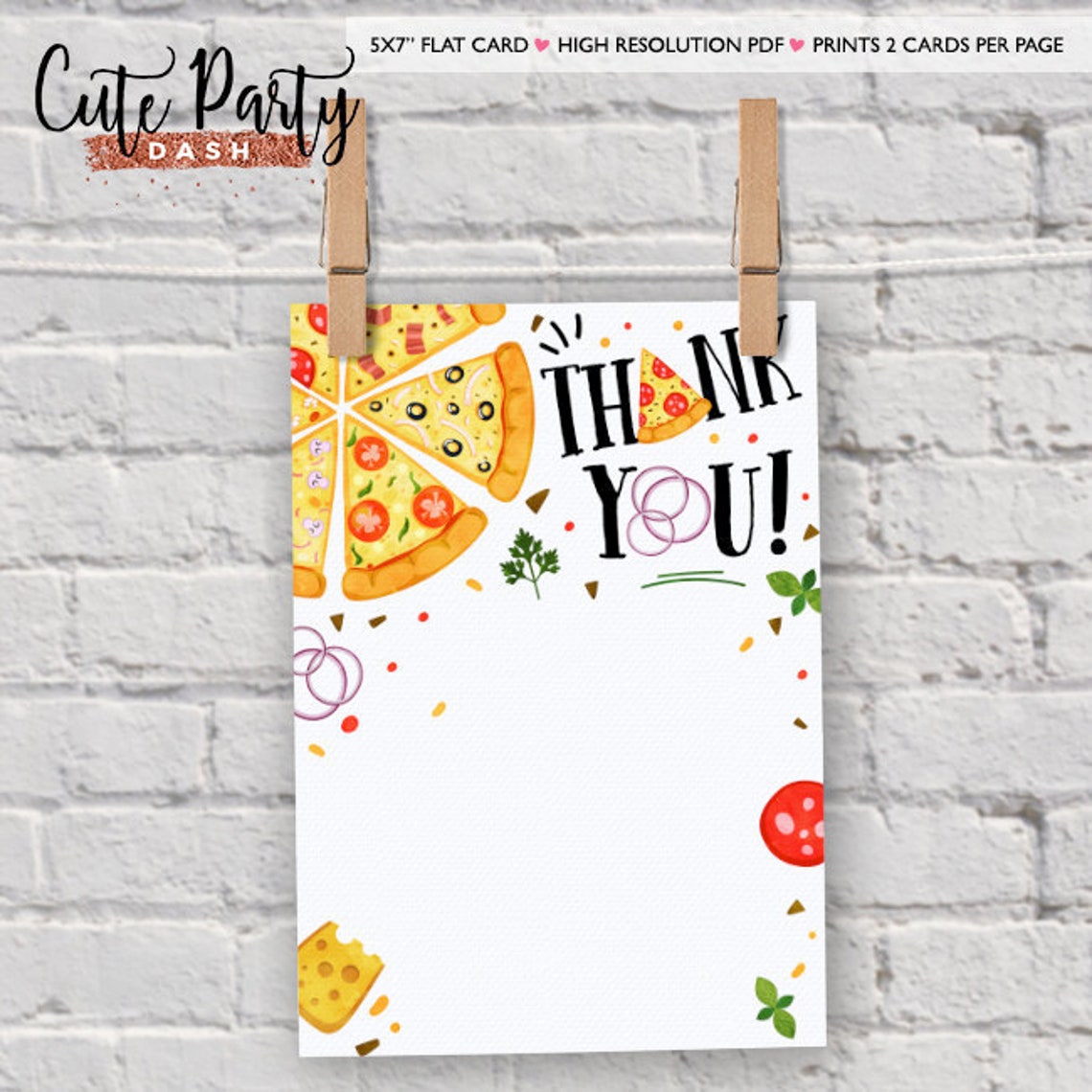 INSTANT DOWNLOAD Pizza Party Thank You Card Printable Pizza - Etsy