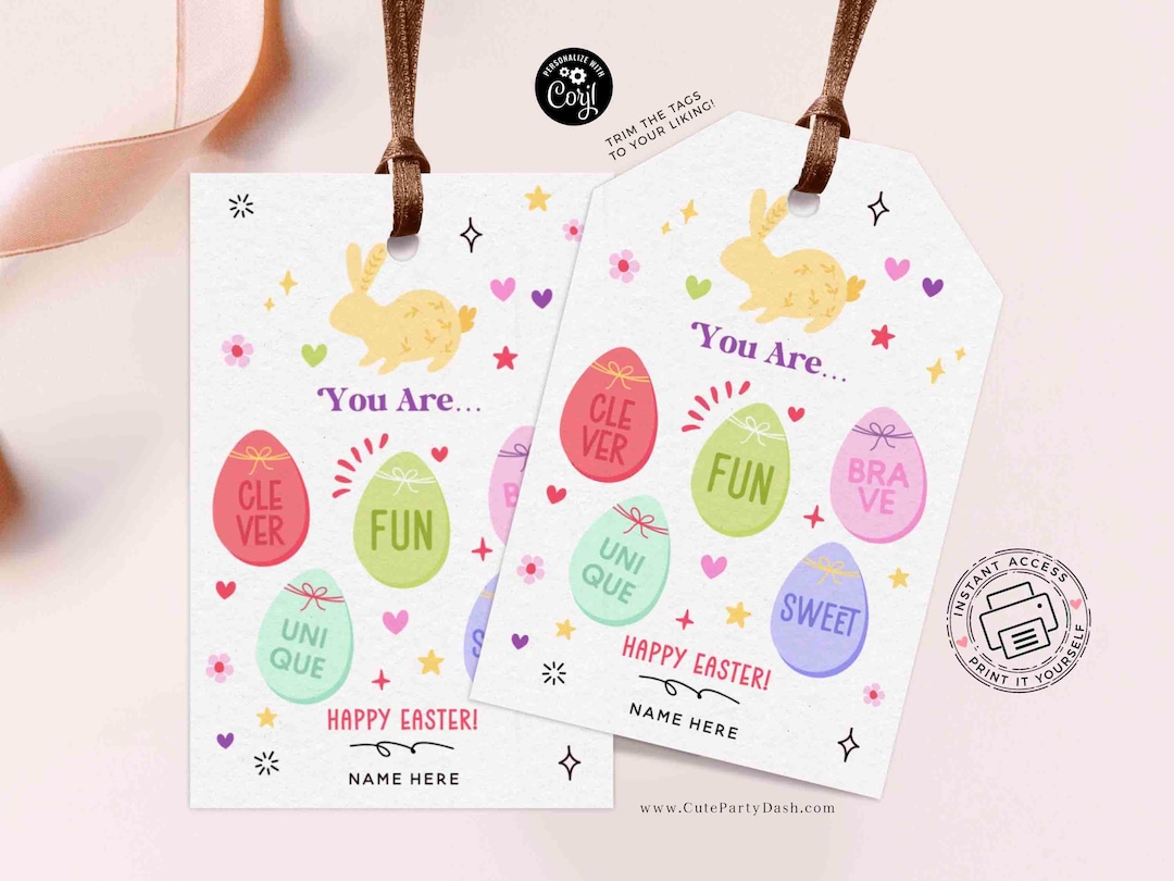 Editable Easter Gift Tags, Kids Classroom Exchange, Bunny Design ...