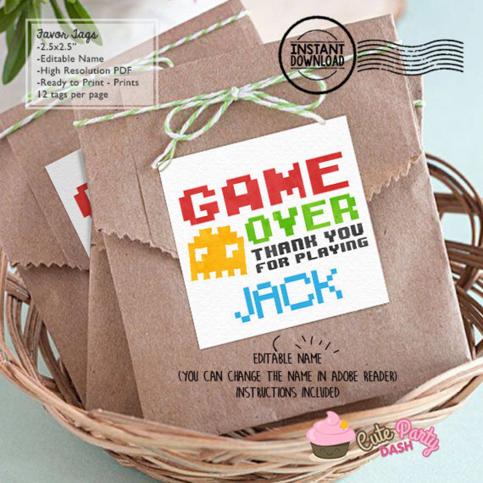 INSTANT DOWNLOAD EDITABLE Video Game Food Card Video Game - Etsy