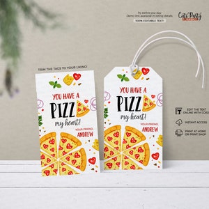 INSTANT DOWNLOAD, Pizza Valentine's Day Tags, Valentine's Card for Kids ...