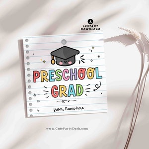 Preschool Graduation Tag Printable INSTANT DOWNLOAD EDITABLE Last Day ...