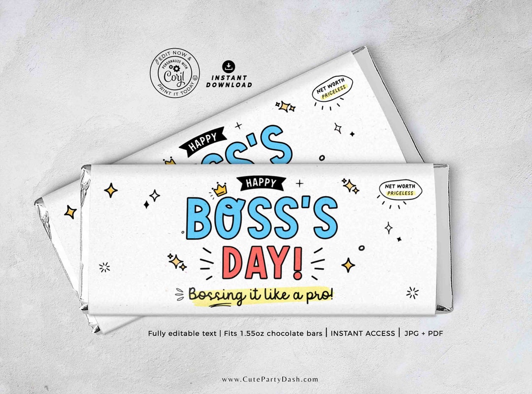 Boss's Day Gift Idea INSTANT DOWNLOAD Printable Bosses Day Candy Bar ...