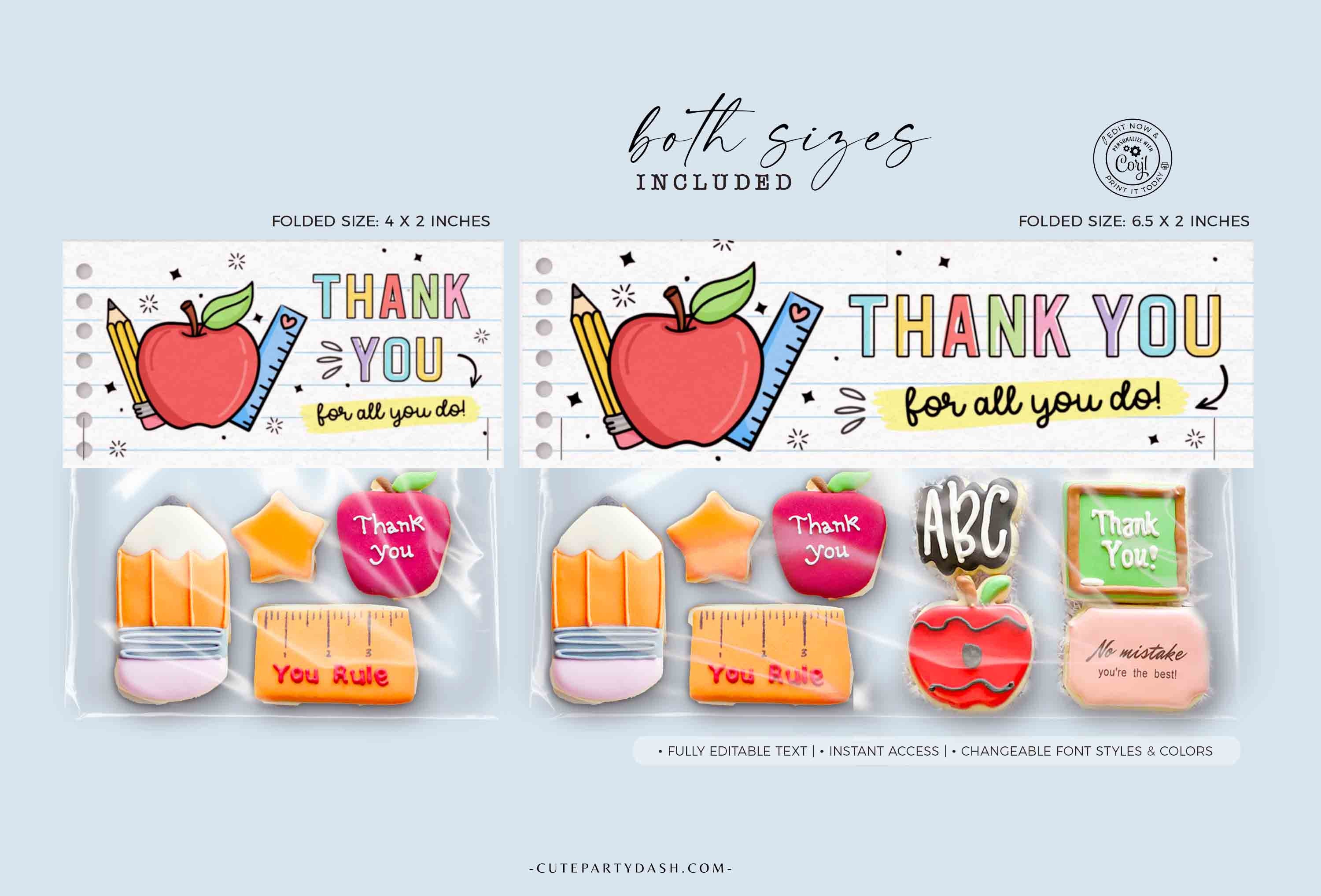 Editable Teacher Appreciation Treat Bag Topper (digital Download) - Etsy