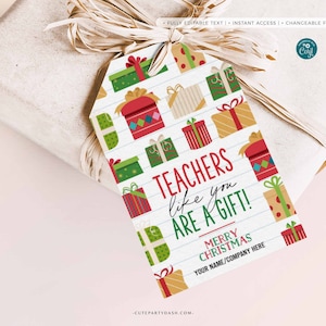 Christmas Teacher Thank You Tag, Holiday Appreciation Gift Tags ...