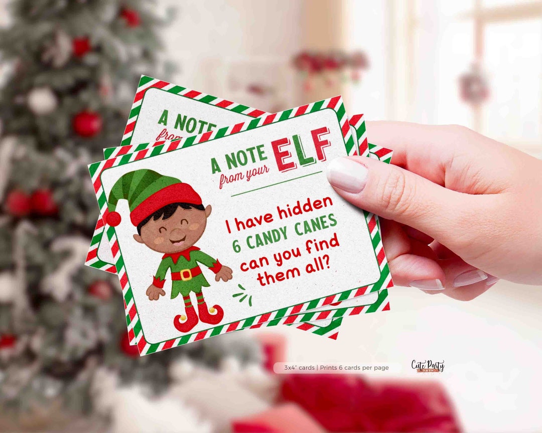 Elf Note Cards African American Elf Cards Printable Mischief EDITABLE ...