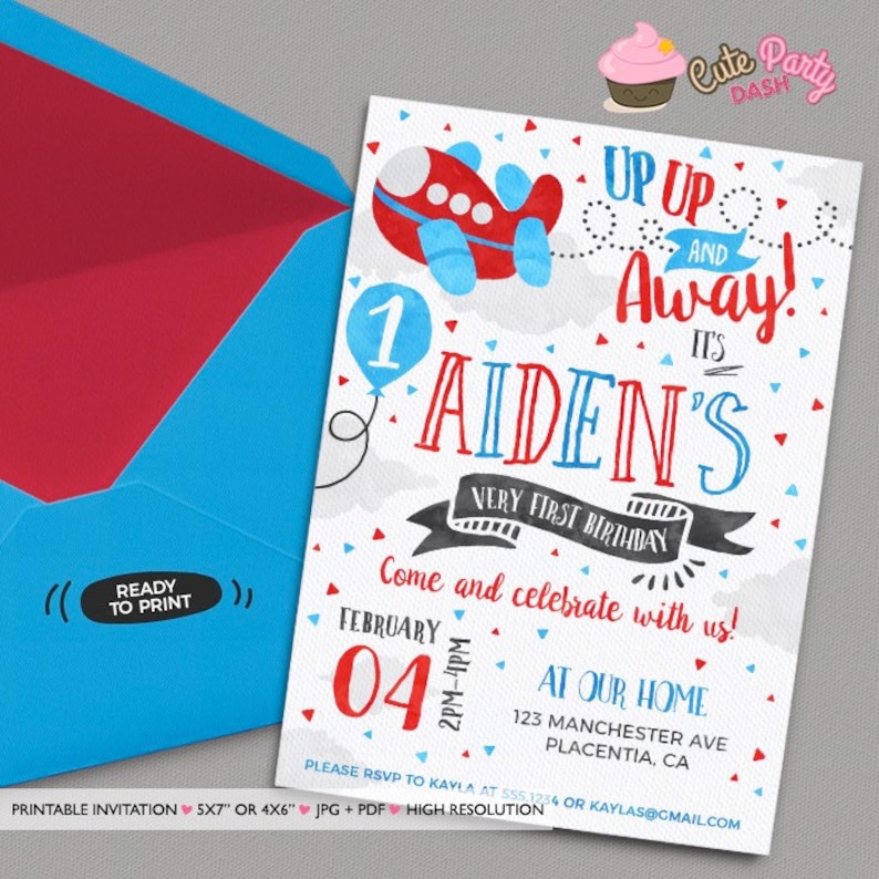 Airplane Birthday invitation Airplane Birthday Party printable | Etsy