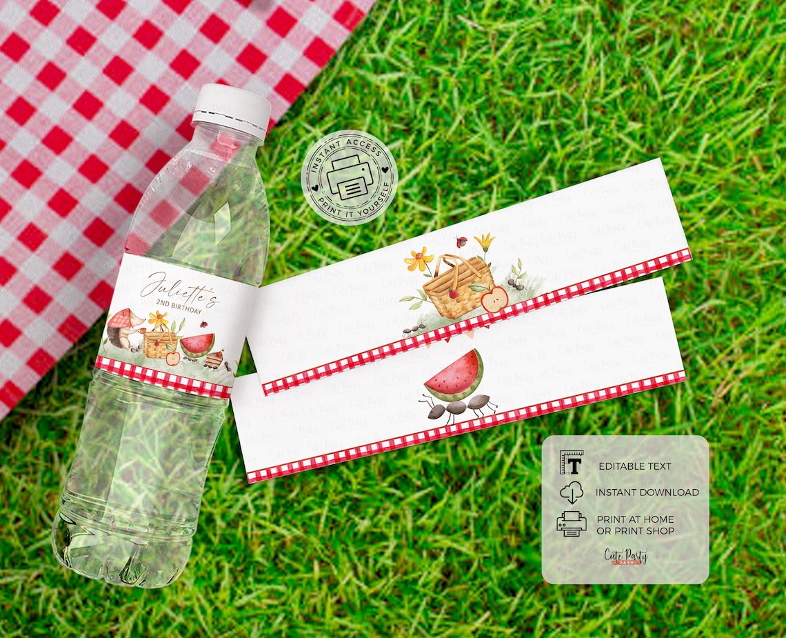 EDITABLE Picnic Birthday Favor Tag Picnic in the Park - Etsy