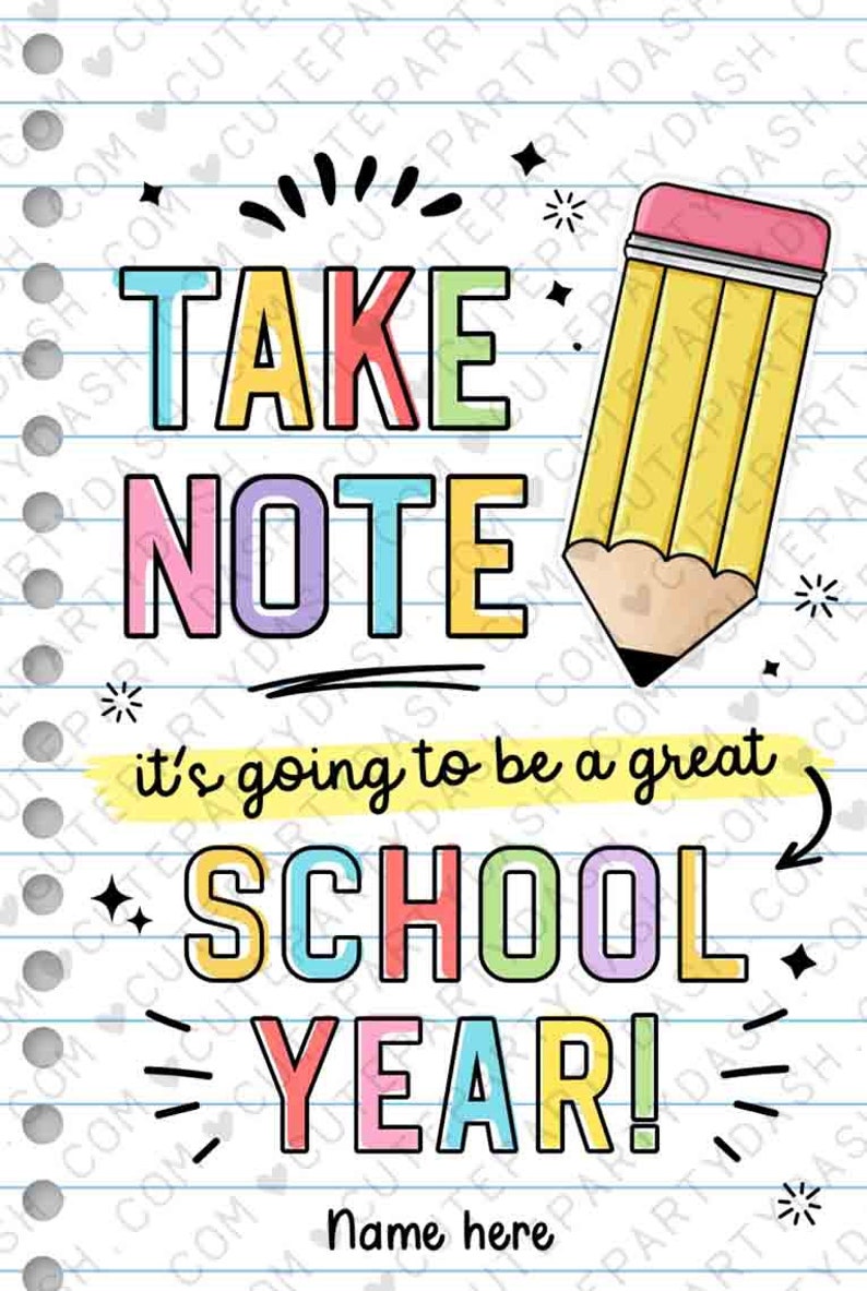 Editable Back to School Gift Tags: Take Note Design (digital Download ...