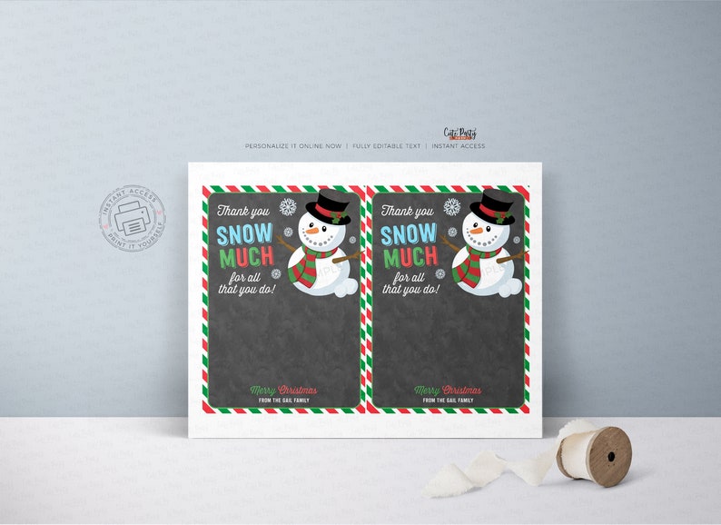 Editable Christmas Thank You Snow Much Gift Card Holder | Etsy