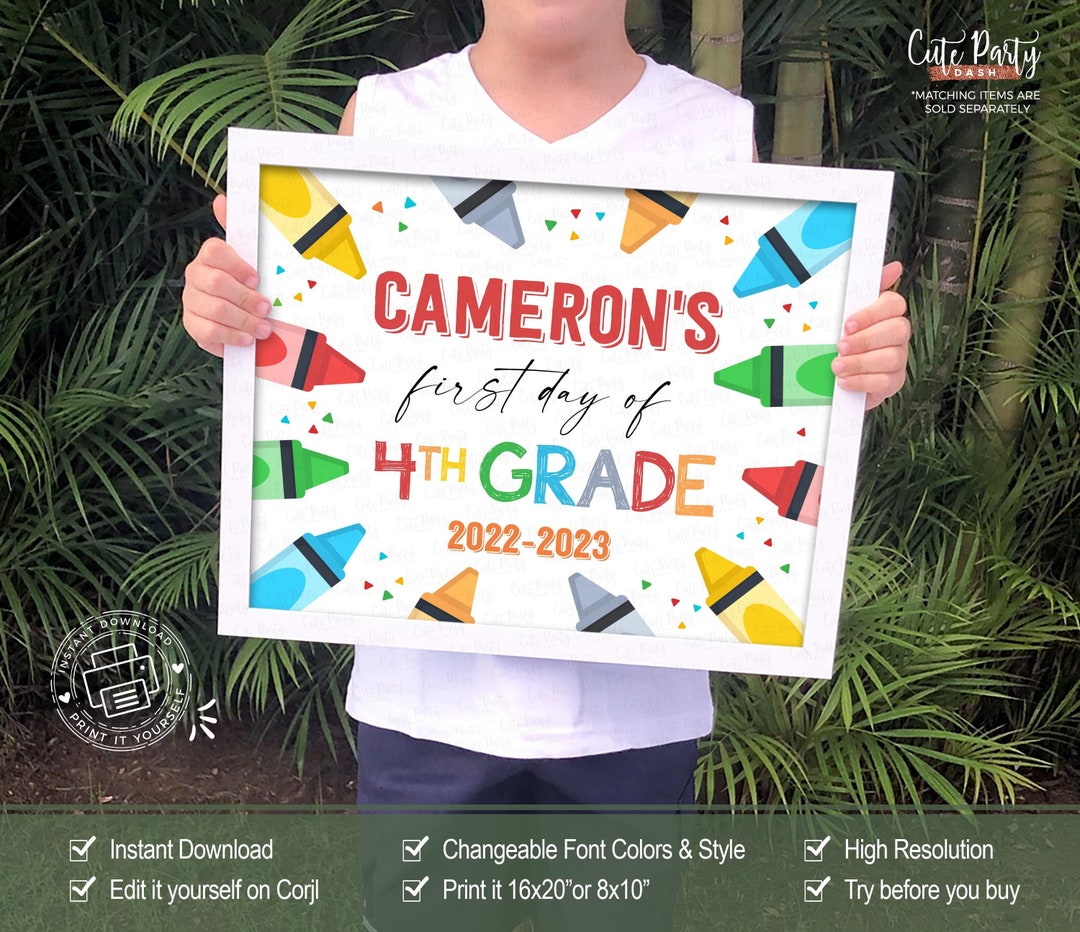Editable First Day of School Sign, 1st Day of Kindergarten Sign ...