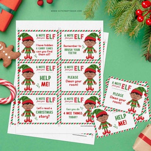 Elf Note Cards African American Elf Cards Printable Mischief EDITABLE ...