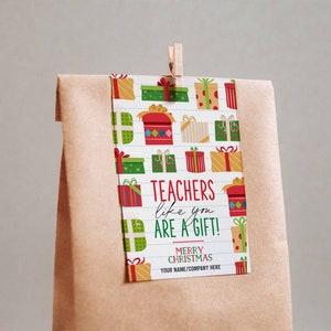 Christmas Teacher Thank You Tag, Holiday Appreciation Gift Tags ...
