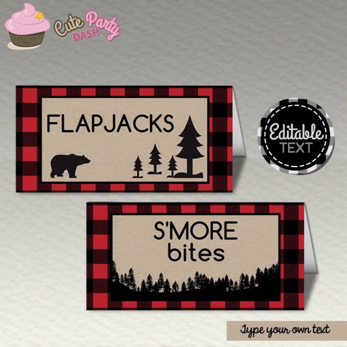 INSTANT DOWNLOAD - EDITABLE Lumberjack Birthday Food Cards - Lumberjack ...