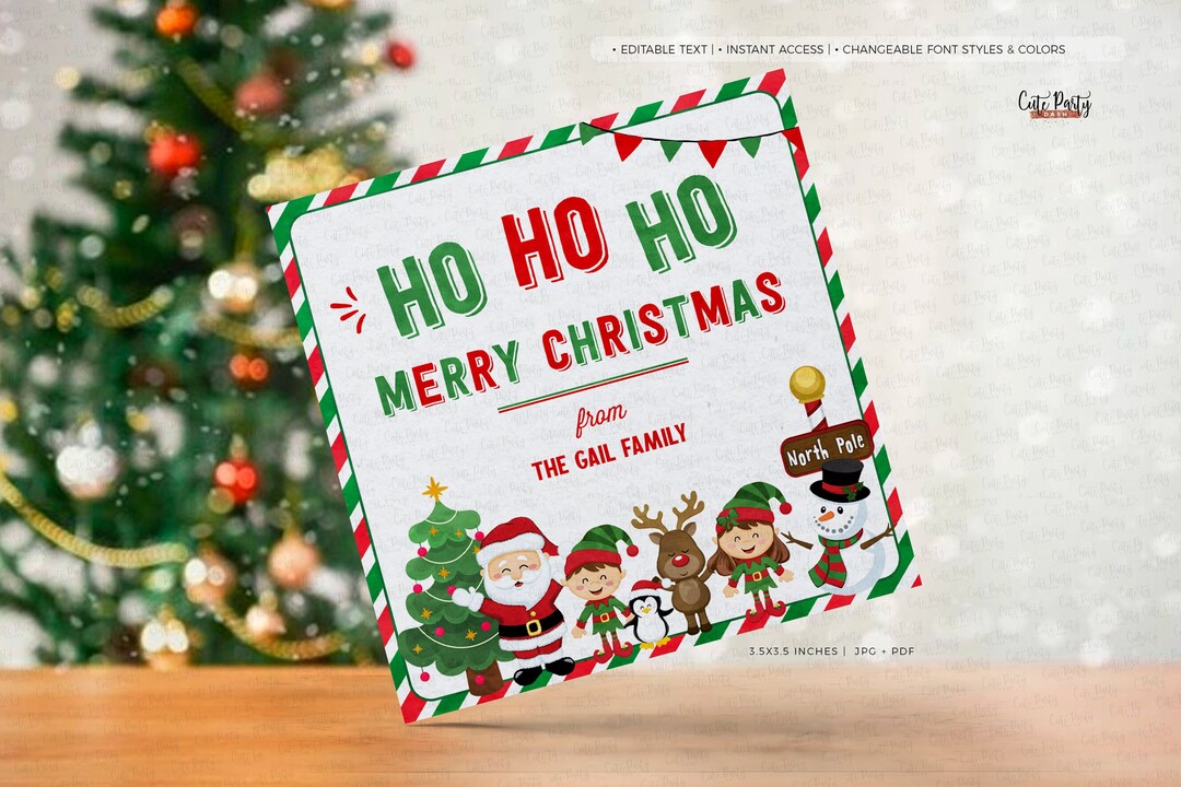Editable Christmas Gift Tag, Ho Ho Ho Santa Tag, Teacher Staff School ...