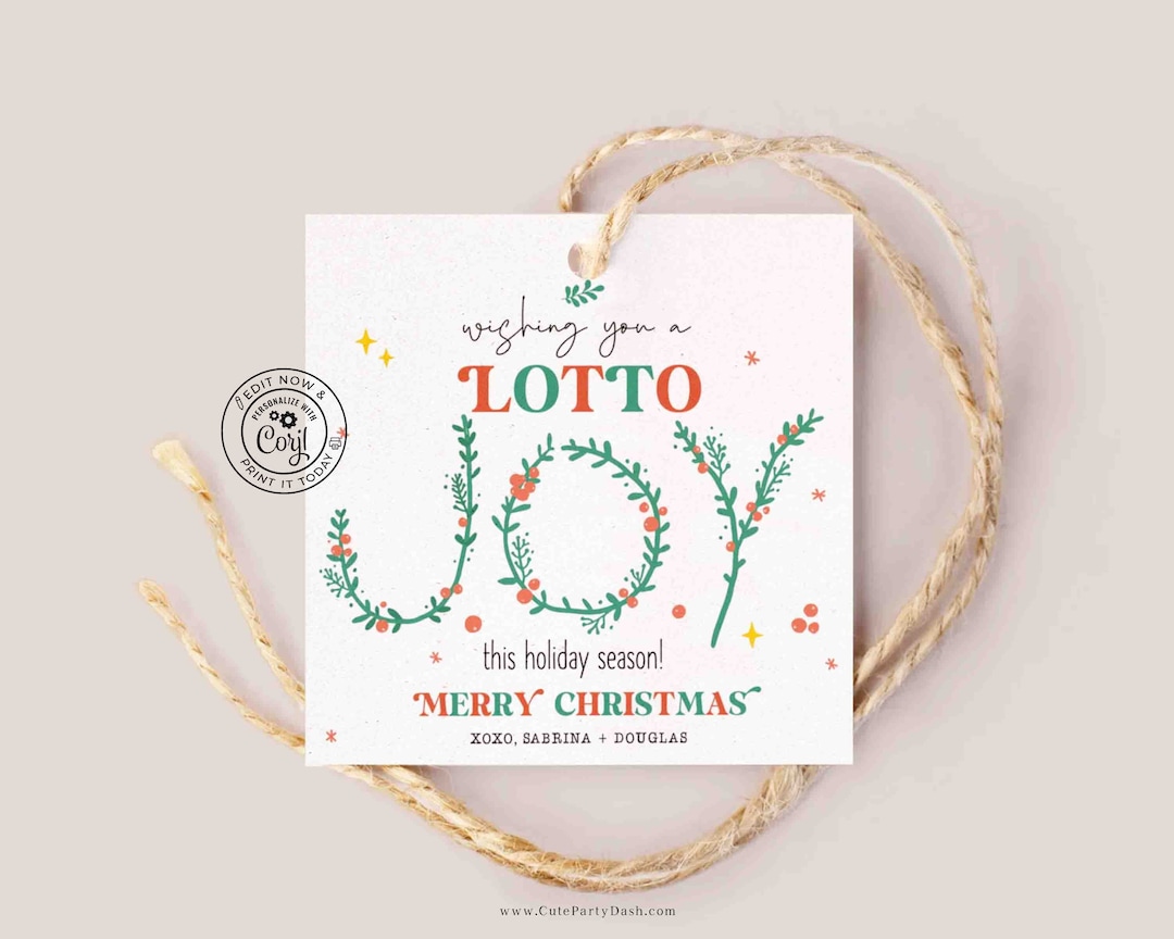 Christmas Wishing You a Lotto Holiday Cheer Gift Tag Printable INSTANT ...