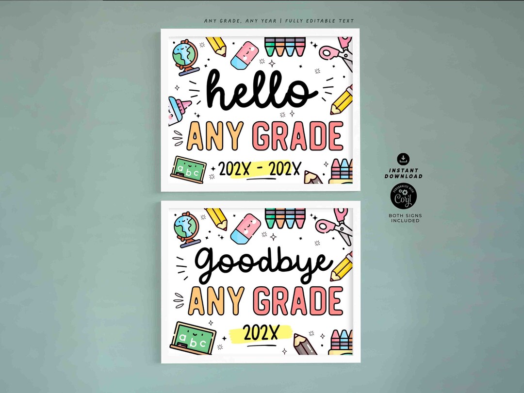 Editable First Day of School Sign Bundle Printable INSTANT DOWNLOAD ...