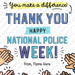 Police Week Gift Tag Printable Police Appreciation Card Editable Police ...