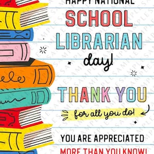 School Librarian Appreciation Gift Tag Printable Editable School ...