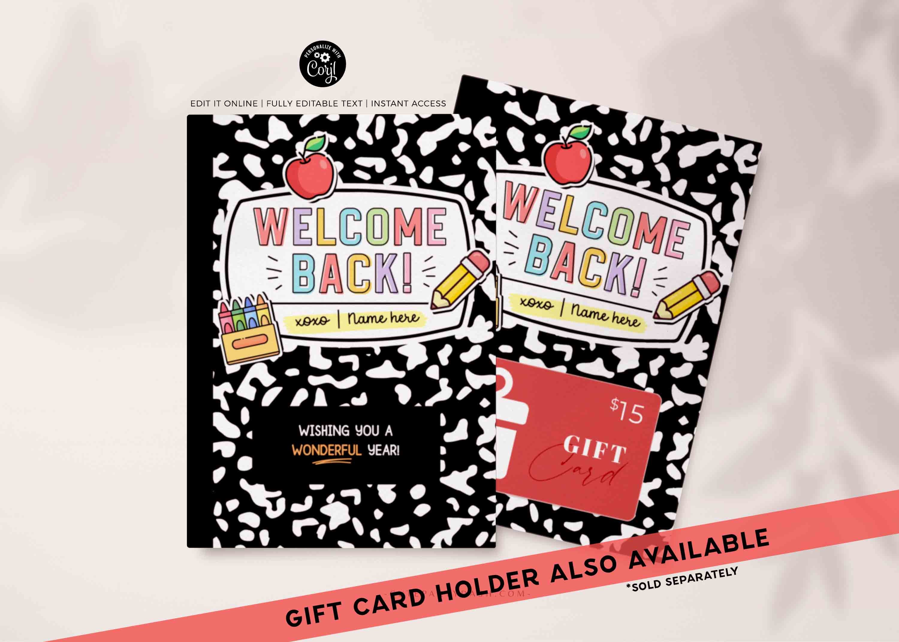 Editable Back to School Gift Tags: Composition Book Template (instant ...