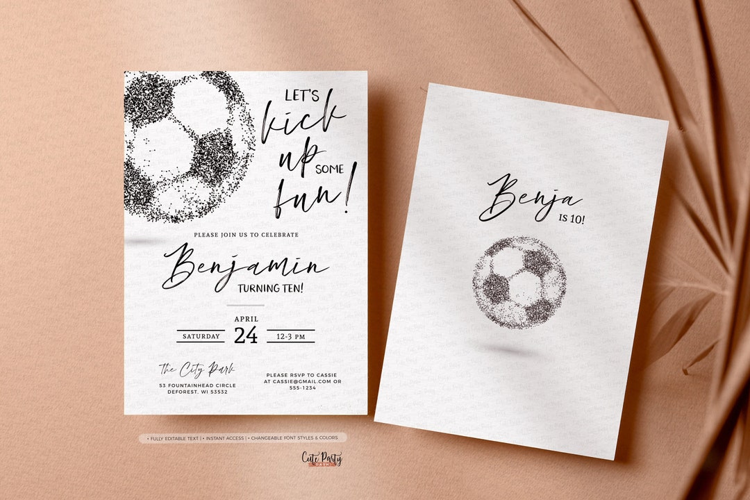 INSTANT DOWNLOAD, Editable Soccer Birthday Invitation, Minimalist All ...