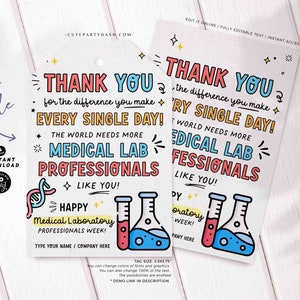 Lab Week Gift Tags Printable INSTANT DOWNLOAD Editable Lab Week ...