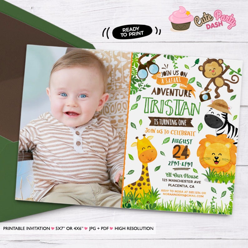 INSTANT DOWNLOAD EDITABLE Jungle Safari Birthday Monthly Photo - Etsy
