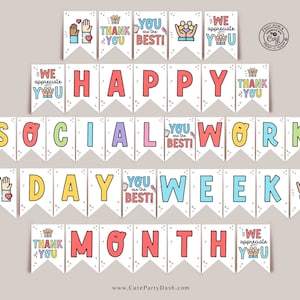Social Work Month Banner Printable INSTANT DOWNLOAD Editable School ...
