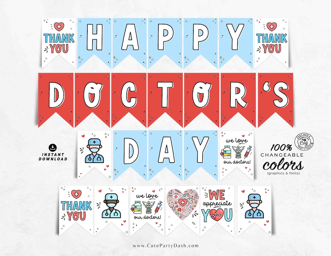 Happy Doctor's Day Banner Printable INSTANT DOWNLOAD Editable National ...