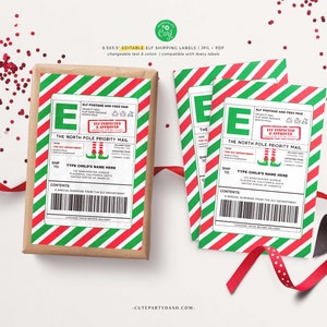 Editable Elf North Pole Shipping Labels: Santa Mail (instant Download ...