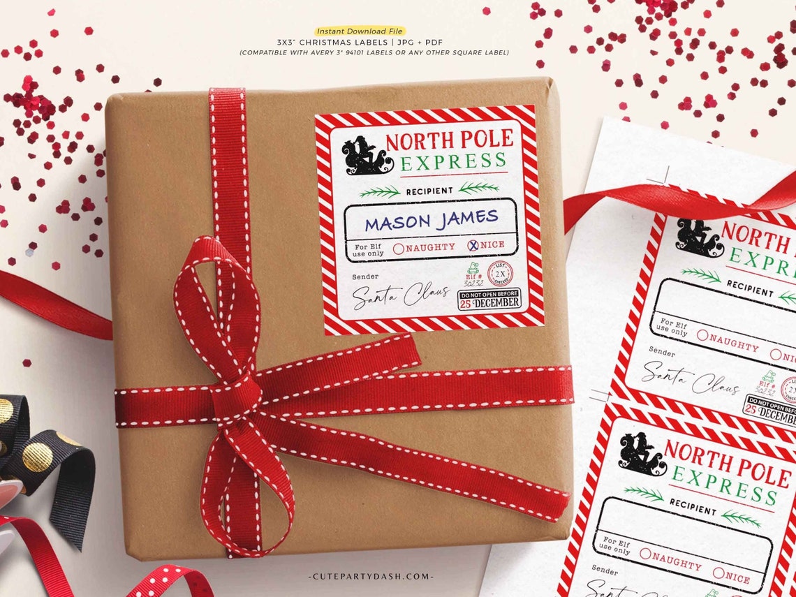 Christmas North Pole Express Gift Label Naughty Nice List - Etsy