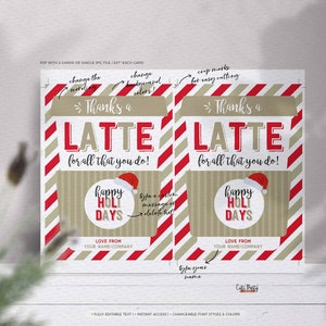 Editable Christmas Thanks a Latte Christmas Coffee Gift Card Holder ...