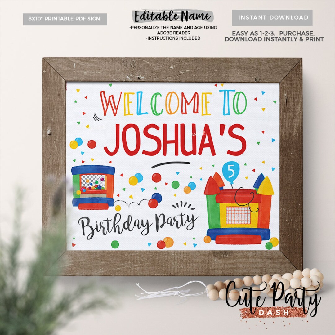 INSTANT DOWNLOAD - EDITABLE Bounce House Welcome Sign Bounce House ...