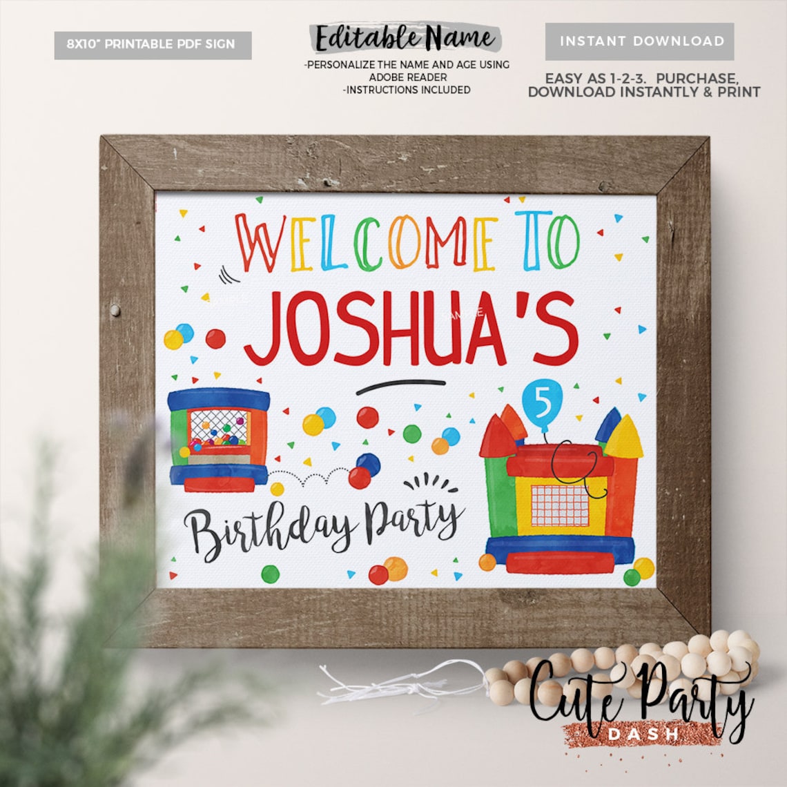 INSTANT DOWNLOAD EDITABLE Bounce House Welcome Sign Bounce | Etsy