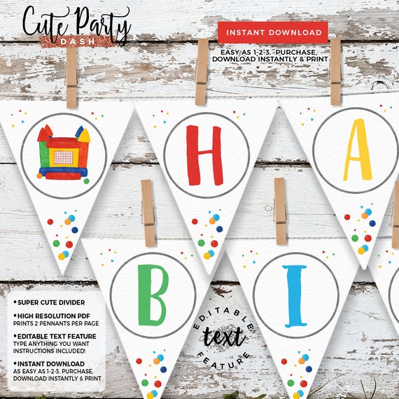 INSTANT DOWNLOAD EDITABLE Bounce House Wall Banner Bounce - Etsy