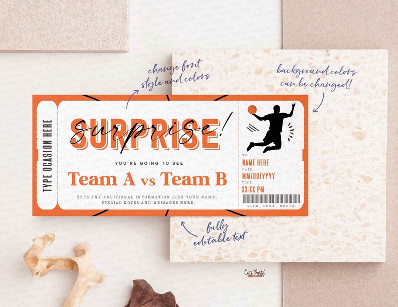 EDITABLE Basketball Game Ticket Template Ticket Gift Idea - Etsy