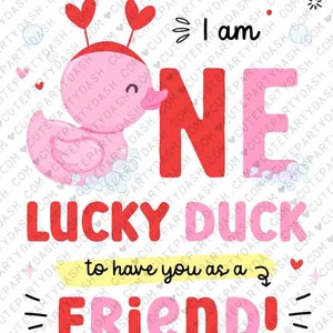 One Lucky Duck Valentine's Day Gift Tag Printable INSTANT DOWNLOAD Kids ...