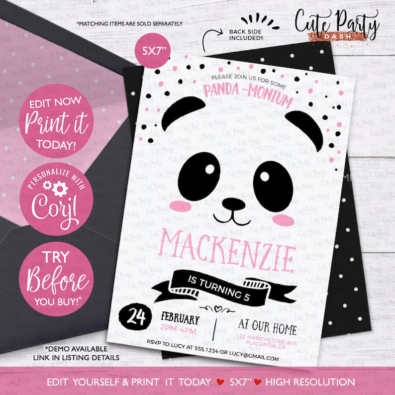 INSTANT DOWNLOAD EDITABLE Panda Birthday Party Favor Tag - Etsy