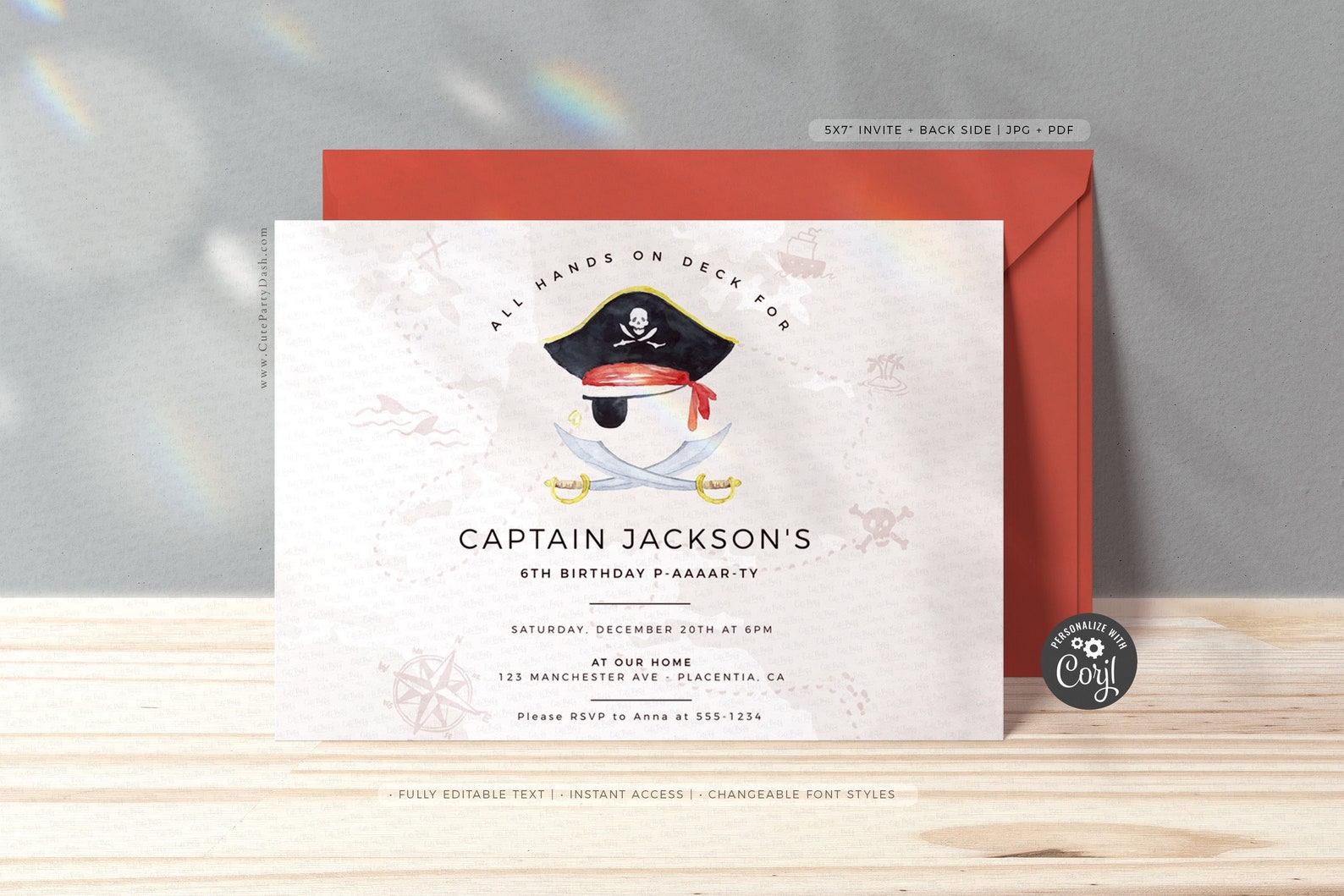 INSTANT DOWNLOAD EDITABLE Pirate Birthday Invitation Ahoy - Etsy