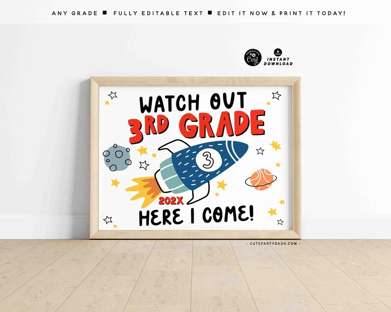 Editable First Day of School Sign: Chalkboard Photo Prop (instant ...