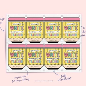 Teacher Appreciation Week Gift Tag Printable Gift for Teachers Gift Box ...