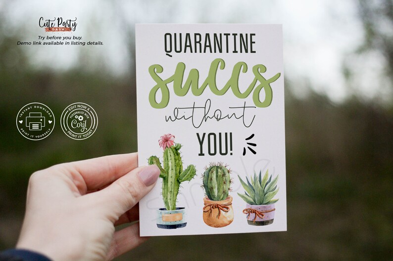 INSTANT DOWNLOAD Printable Quarantine succs card Social | Etsy