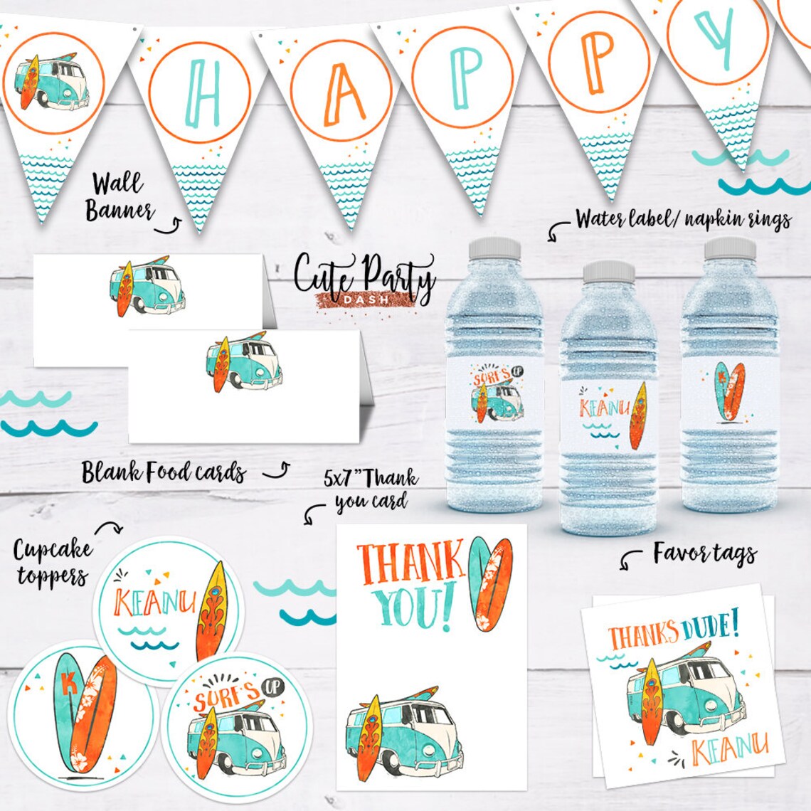 INSTANT DOWNLOAD EDITABLE Surf's up Birthday 2 | Etsy
